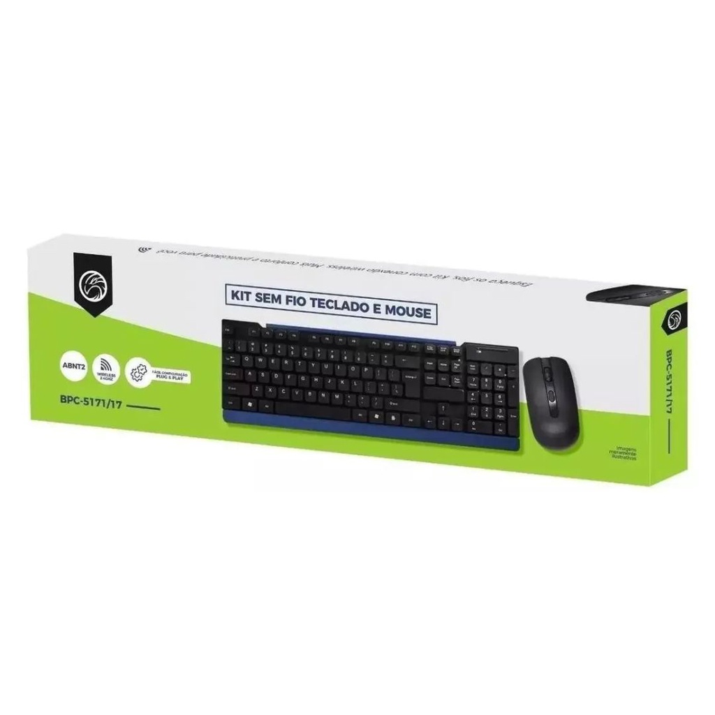 Kit Teclado E Mouse S/fio Usb Brazilpc Bpc-5271/17 Wireless 2.4ghz ...