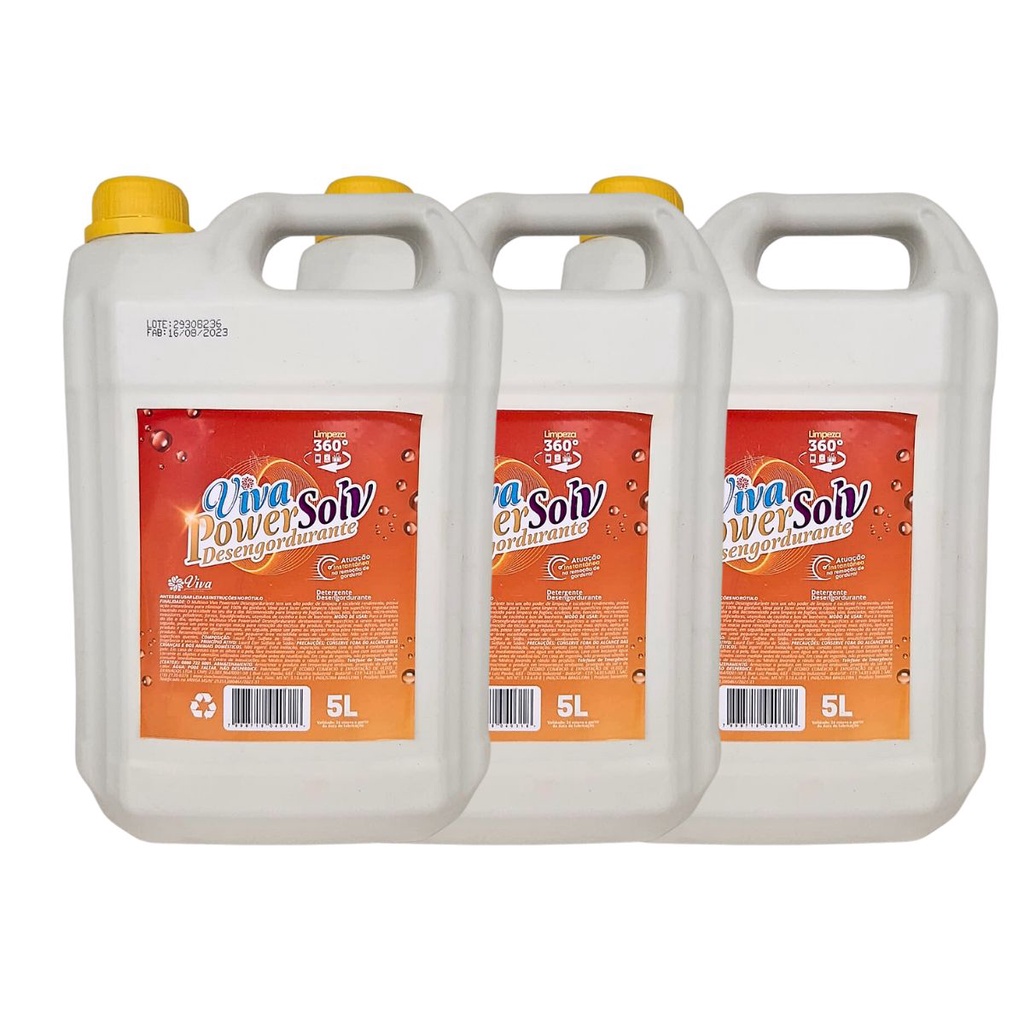 Desengordurante Multiuso Power Solv Viva Clean 5 Litros Caixa com 3 ...