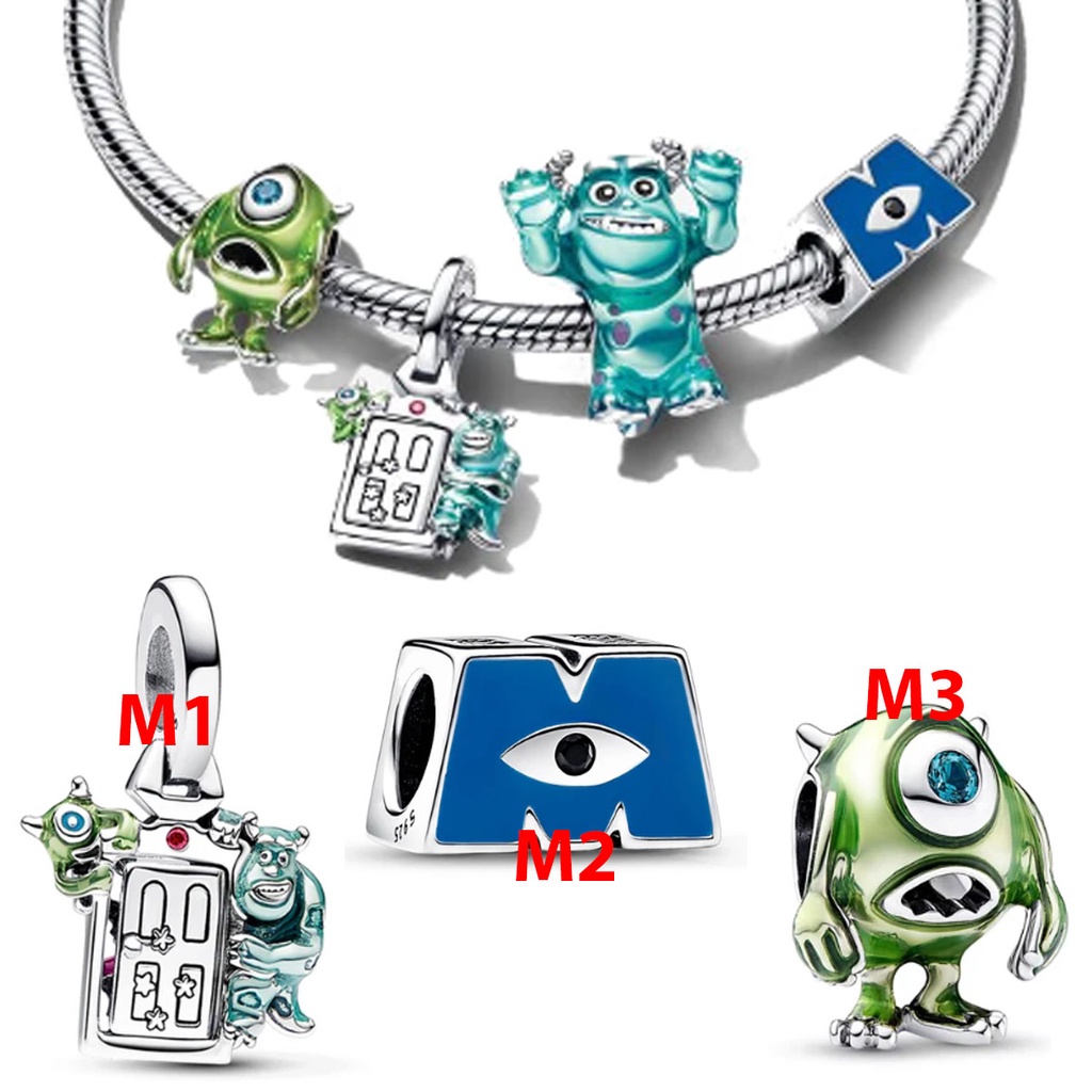 Berloque Charm Monstros SA Sulley Mike Prata 925 | Shopee Brasil