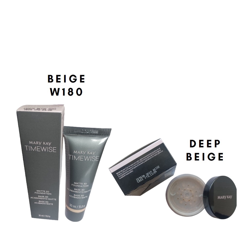 Kit Mary Kay (Base TimeWise Beige W180 + Pó Deep Beige) | Shopee Brasil