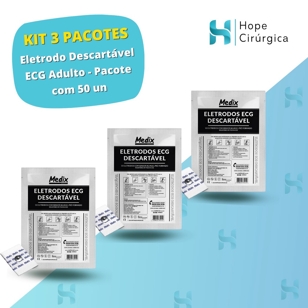 KIT 150 Unidades - Eletrodo ECG Adulto Sensor de Prata 50un | Shopee Brasil