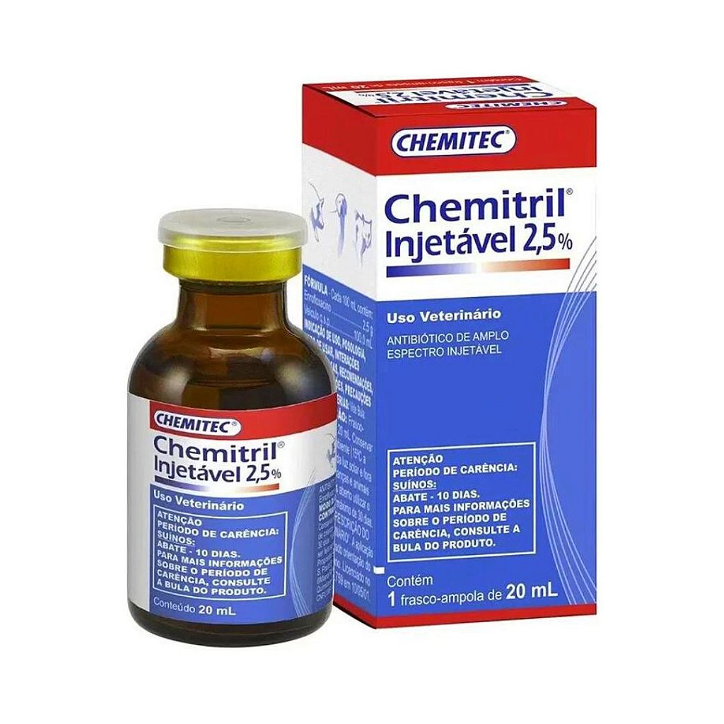 Chemitril Injetável 2,5% 20 mL - Chemitec | Shopee Brasil