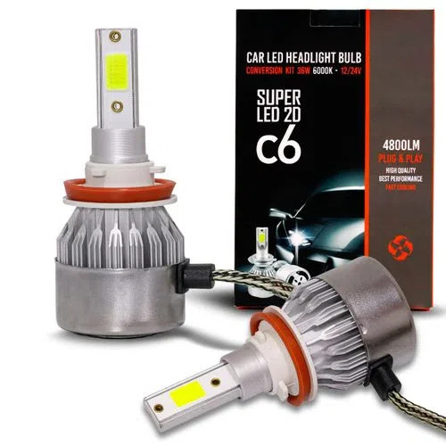 LAMPADA C6 SUPER LED 2D 12/24V 6000K 4800ML H8/H11 PLUG PLAY | Shopee ...