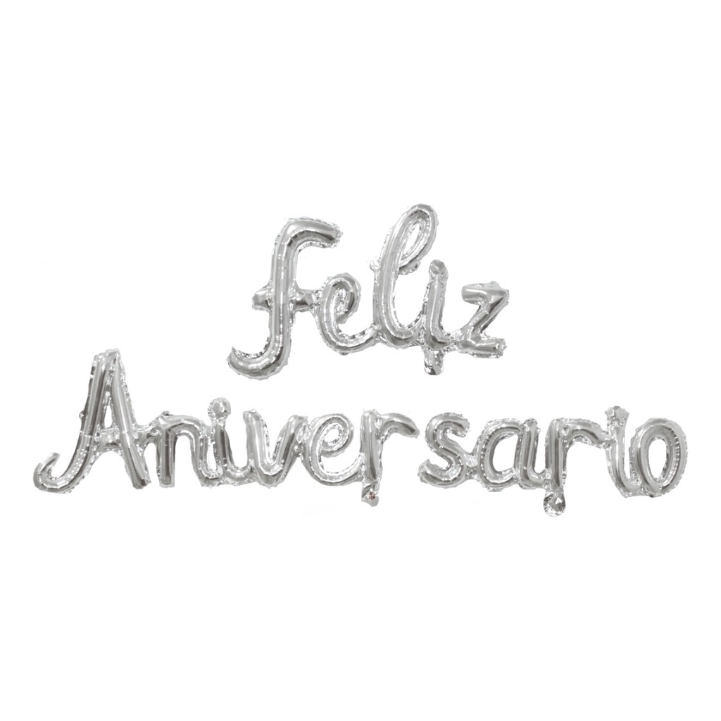 Kit Balôes Metalizados Feliz Aniversario Prata 3 Pçs | Shopee Brasil