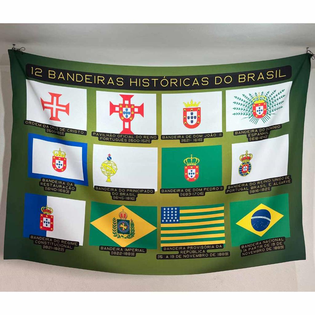 Bandeira Painel historico de bandeiras do Brasil 1,50 x 1,00 | Shopee ...