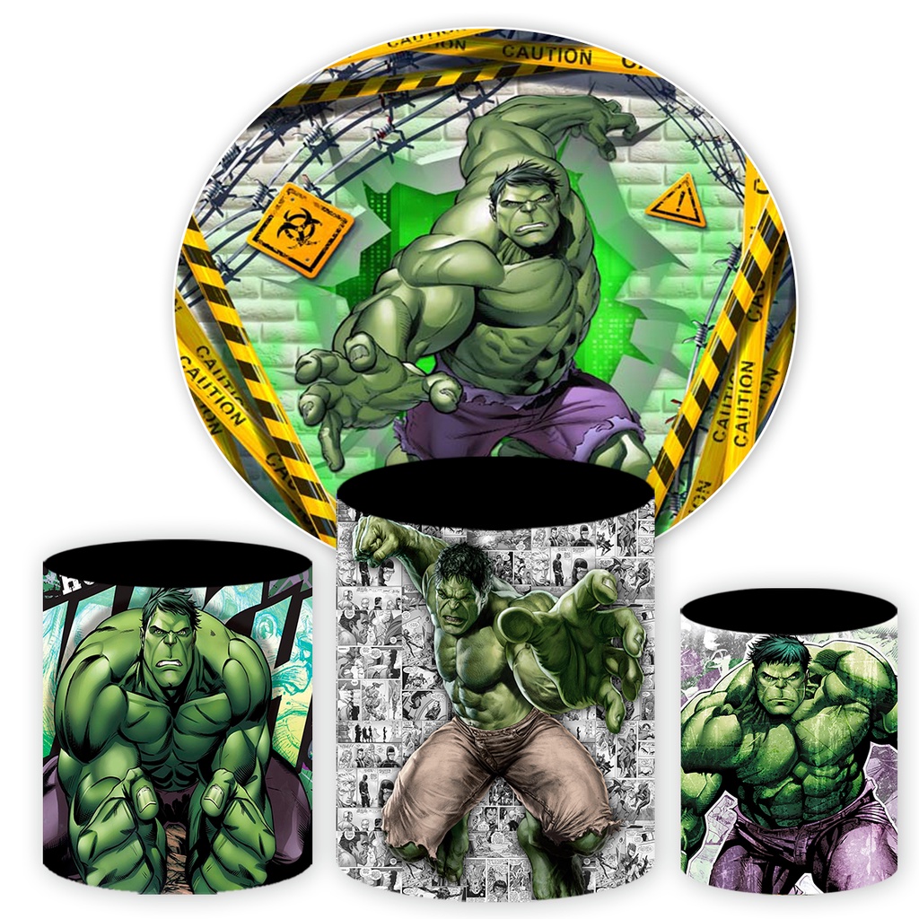 Painel Redondo Hulk + Trio Capas Cilindros Tecido Hulk | Shopee Brasil