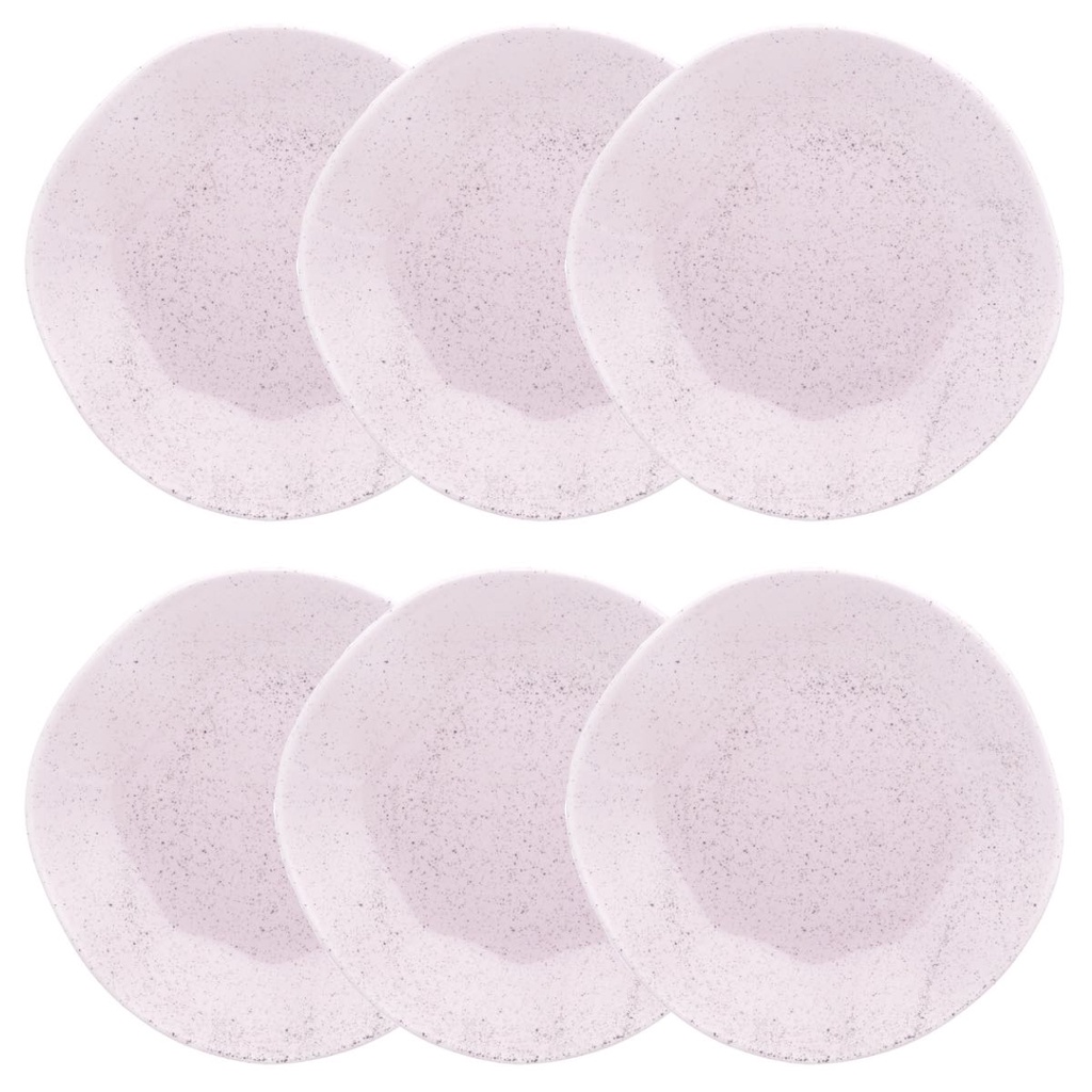 Jogo Conjunto 6 Pratos Rasos Oxford Porcelana Ryo Pink Sand 27,5 cm ...