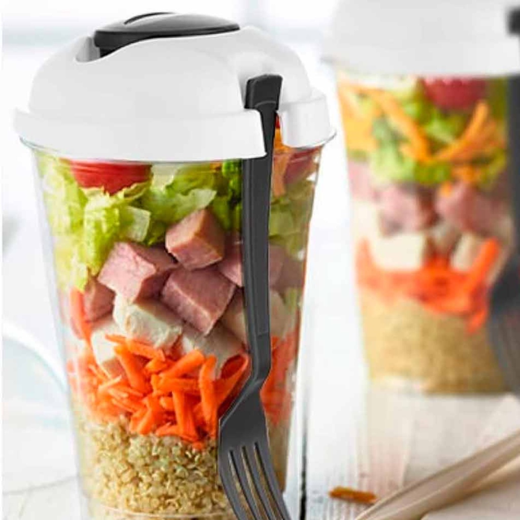 Copo Para Salada Pote para Salada com Garfo e Molheira | Shopee Brasil