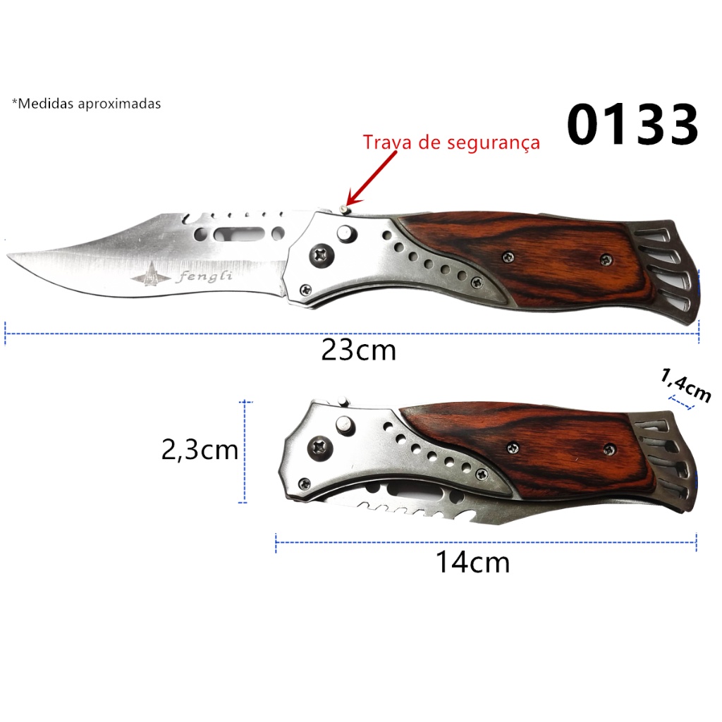 Canivete Automático Aço com Madeira Tático Afiado Retrátil Militar ...