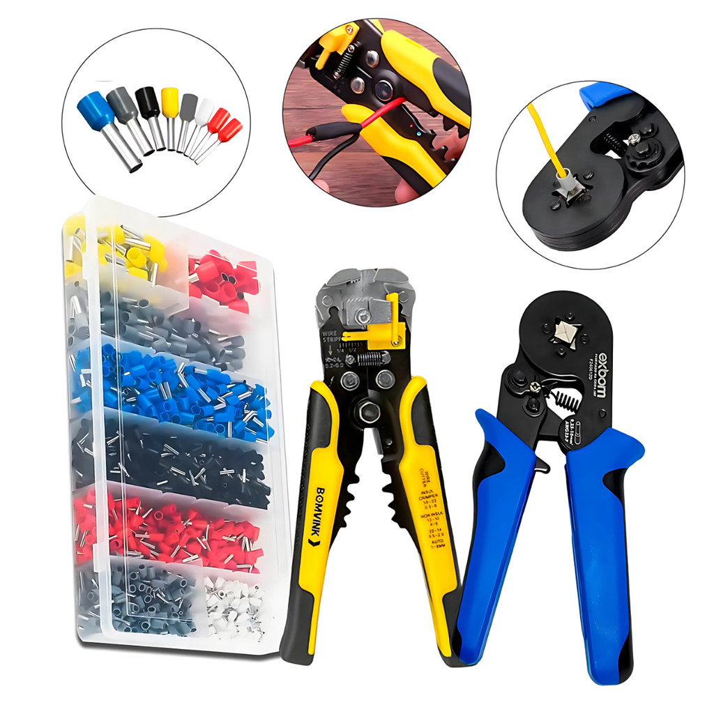 kit alicate crimpar terminais tubular 1200 de fios | Shopee Brasil