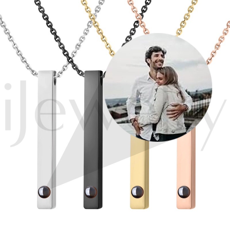 Colar de projeção de fotos personalizável com palavras de gravação a ...