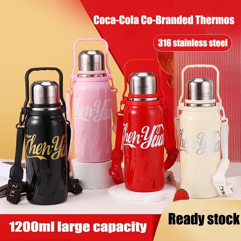 GERM Coca-Cola Co-Branded Thermos Cup 800ml/1200ml Garrafa De Água Portátil De Grande Capacidade ...