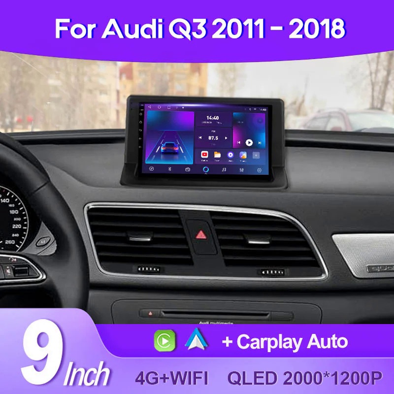 Para Audi Q3 1 8U 2011-2018 2K QLED Android 13 Car Radio Multimedia Video Player GPS AI Voz ...