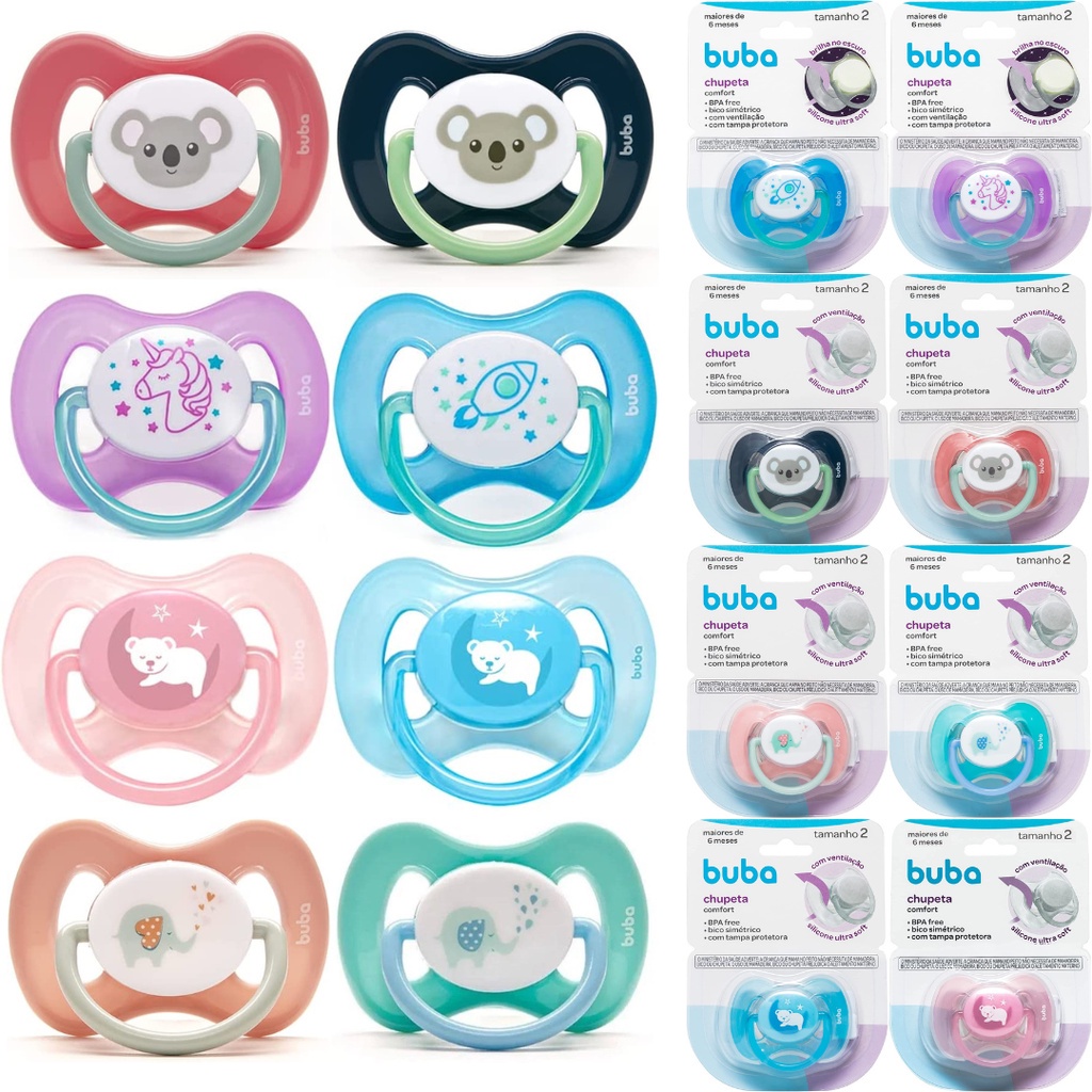 Chupeta Buba Tamanho 1 Comfort Utra Soft Infantil 0 a 6 meses (Varias ...