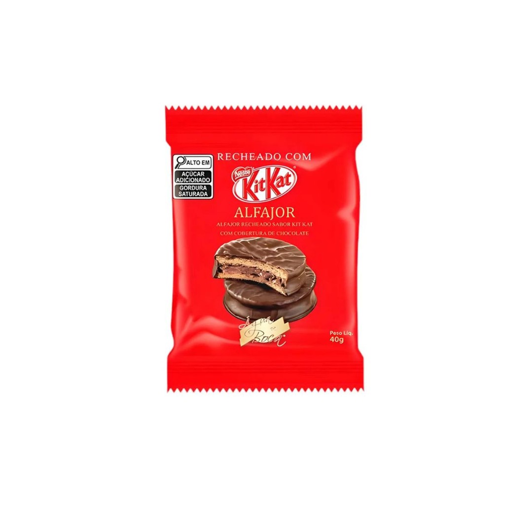 Alfajor Coberto Chocolate Recheado Kit Kat Cx 18 Un 40g cada | Shopee ...