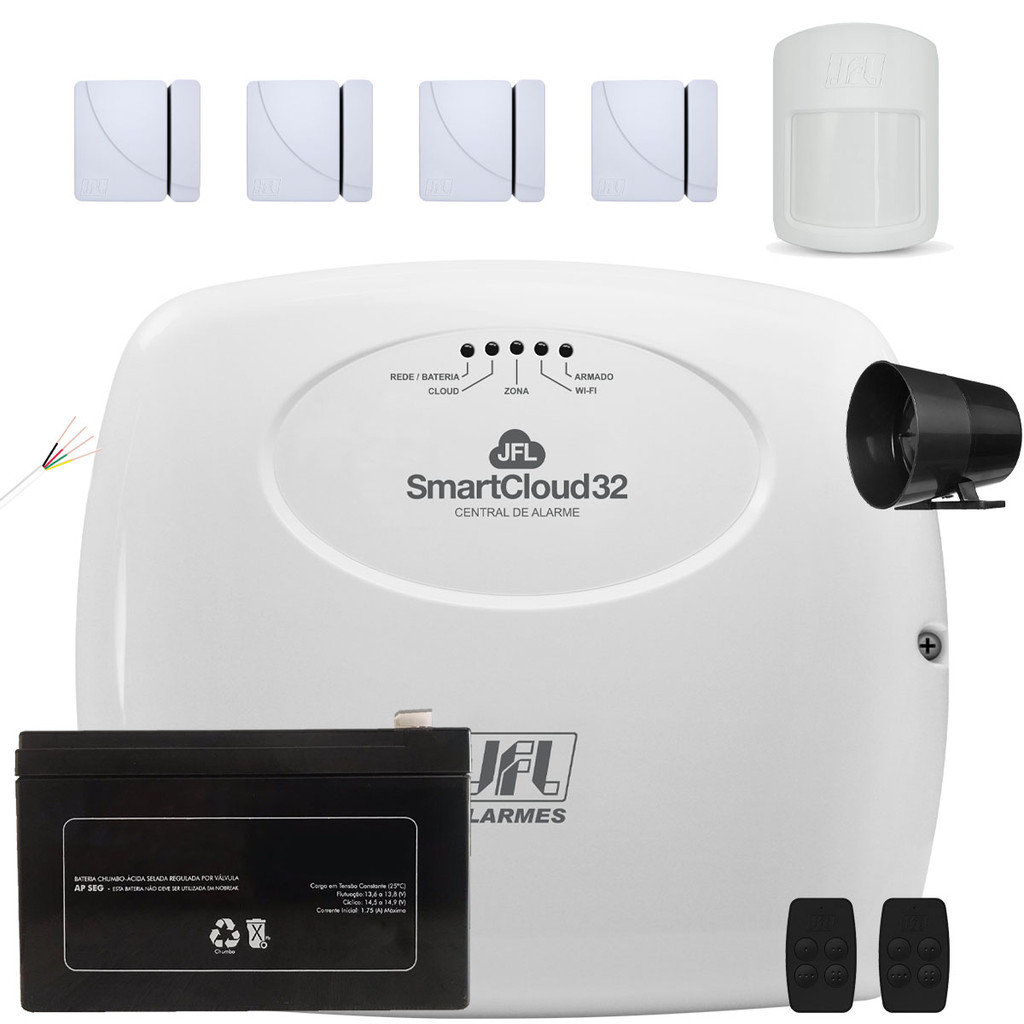 Kit Alarme Smartcloud 32 Jfl - 01 Sensores Idx 530 - 4 Shc Fit | Shopee Brasil