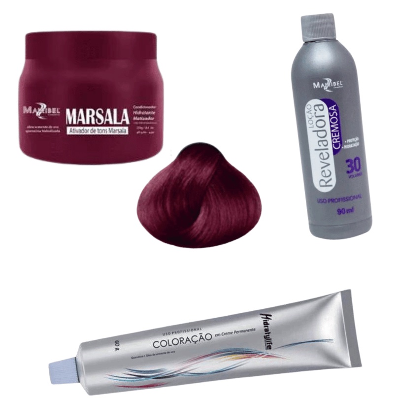 Kit Marsala 1 Tinta 66.26 + 1 Ox 30vol 90ml + 1 Marsala 250g | Shopee ...