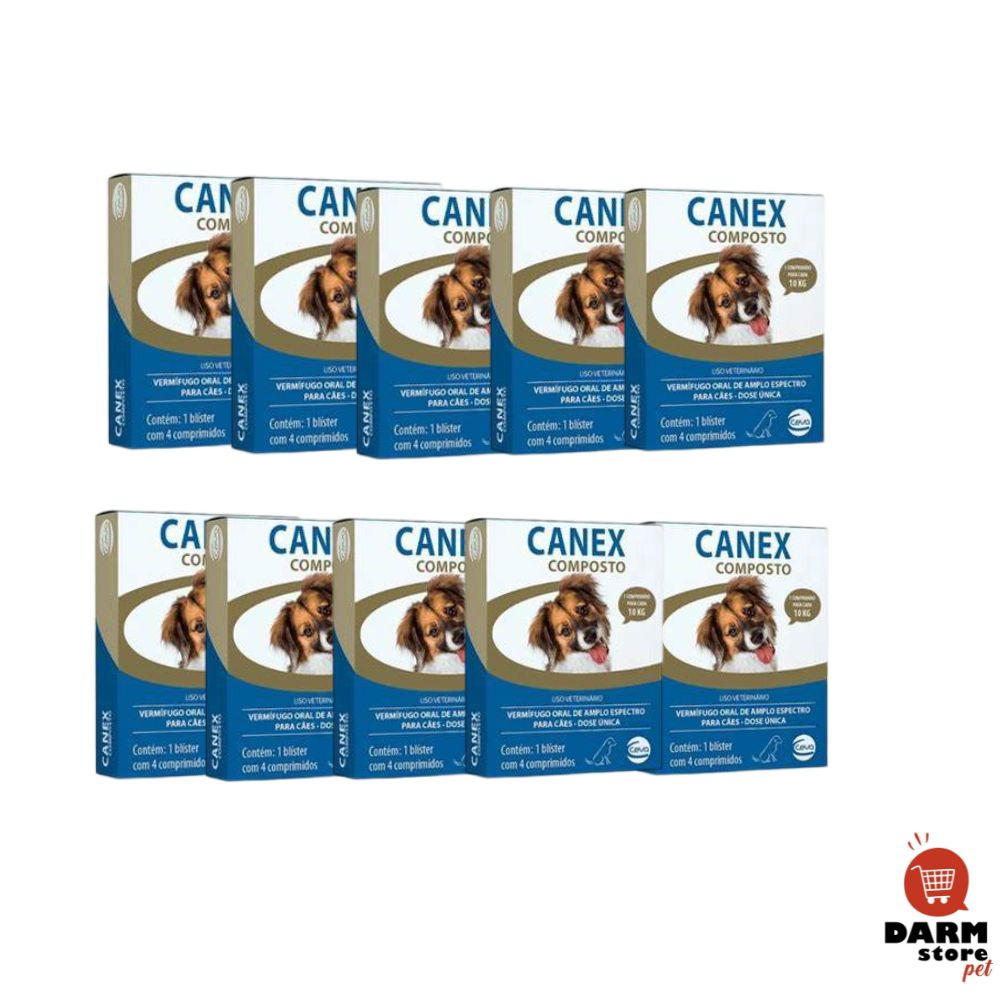 Kit 10 Vermífugo Canex Composto Cães Caixas C/ 4 Comprimidos | Shopee ...