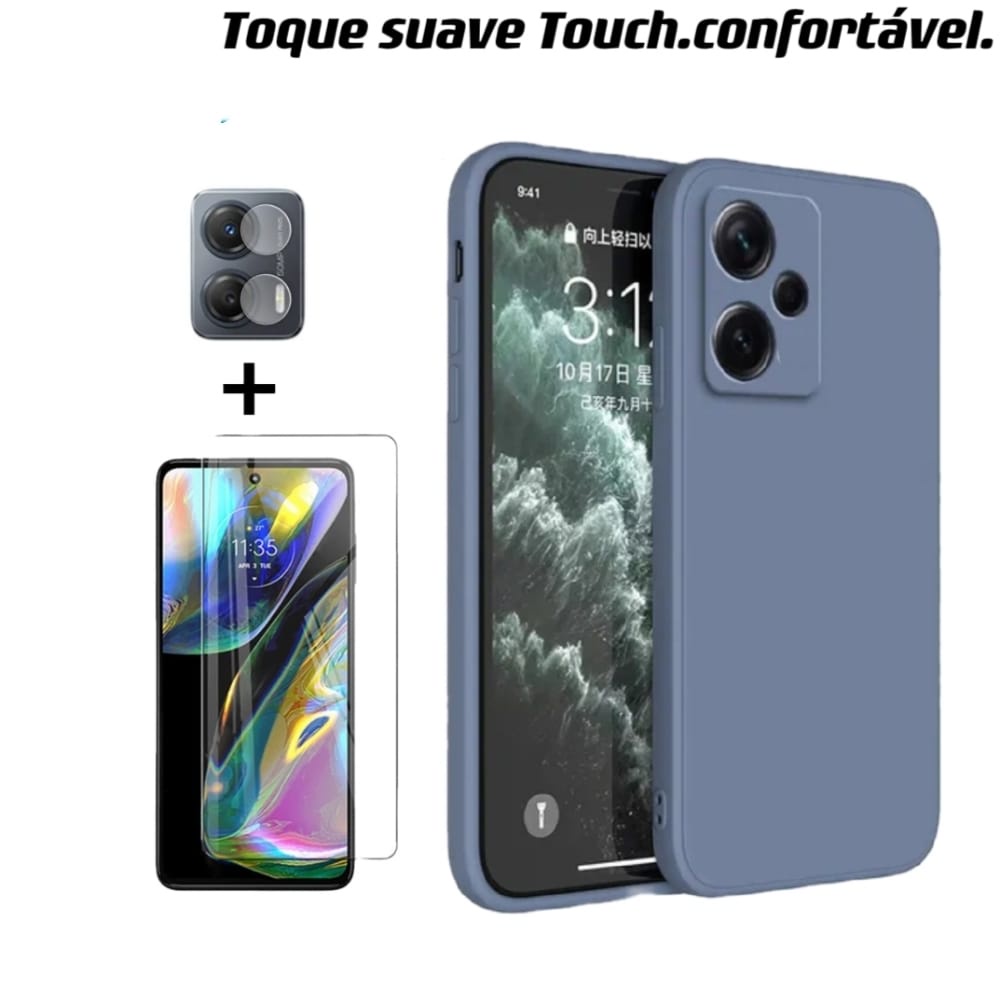 Kit 3en1 Capa Capinha Anti Impacto Moto G84 G14 G55 G34 G04 G54 G24 G34