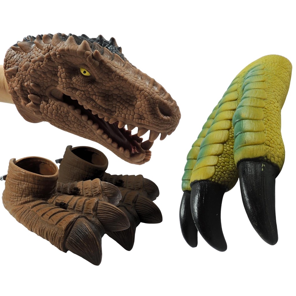 Kit Fantoche Dinossauro Garra Pata De T-Rex Faz De Conta 4pç | Shopee ...