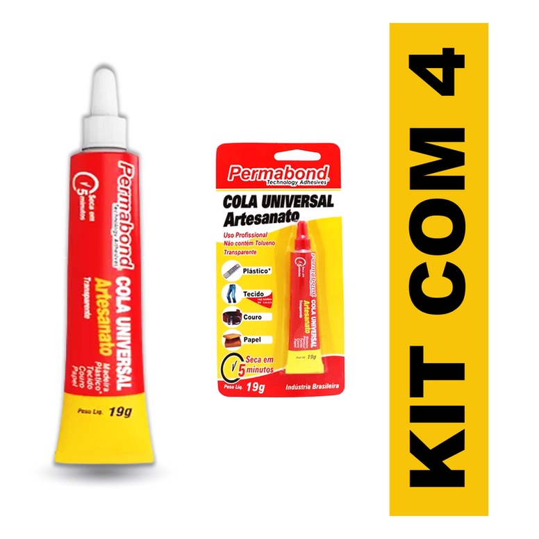 KIT COM 4 COLA UNIVERSAL ARTESANATO EXTRAFORTE | Shopee Brasil