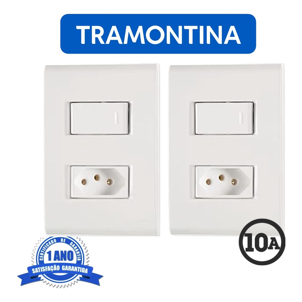 Conjunto Interruptor + Tomada Simples Linha Liz Tramontina | Shopee Brasil