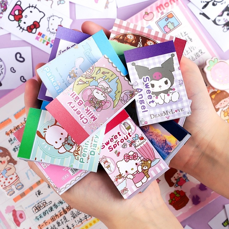 Sanrio Mini Livro De Adesivos Kawaii Hello Kitty Canela Kuromi Washi ...