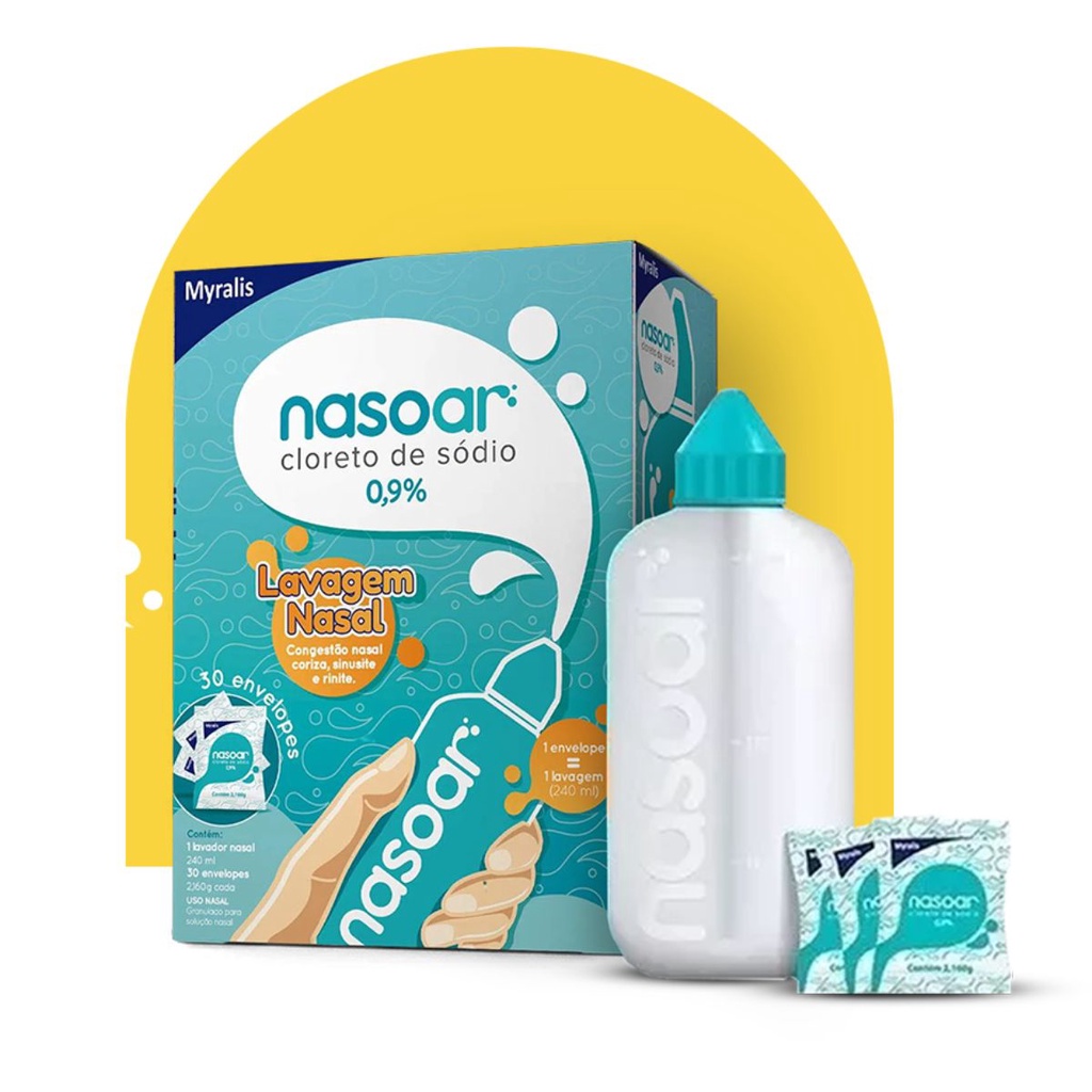 Kit Lavador Nasal Nasoar c/30 envelopes + Frasco 240ml | Shopee Brasil
