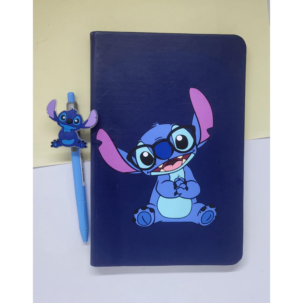 Kit Stich Stitch Caderno Capa Dura e caneta com aplique material ...
