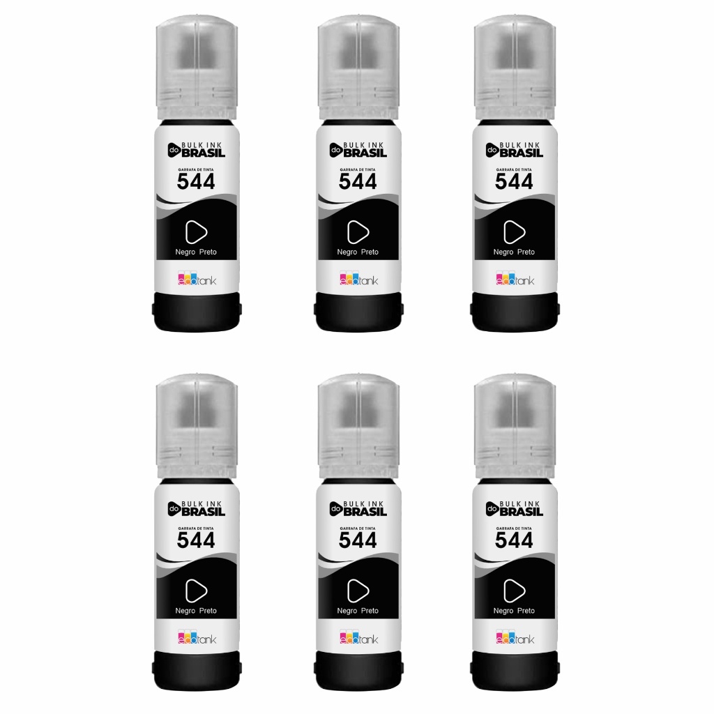 Kit 06 Tintas Compatível Epson L3110 L3150 L3210 L3250 T544 BK | Shopee Brasil