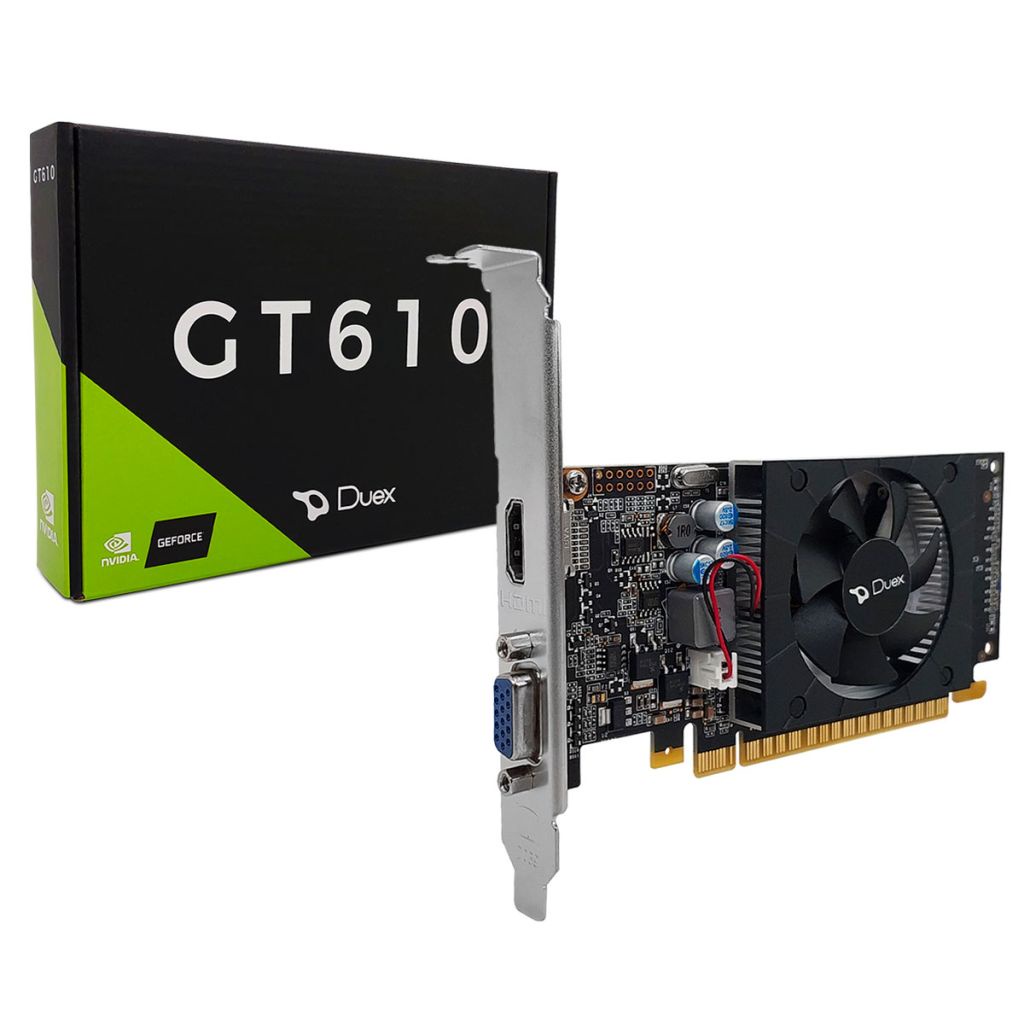 Placa de Vídeo Duex GeForce GT 610, 2GB DDR3, 64 Bits, HDMI/VGA - DXGT6102GD3 | Shopee Brasil