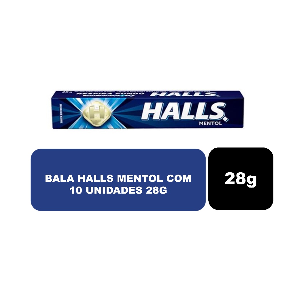 Bala Halls Mentol com 10 Unidades 28g | Shopee Brasil