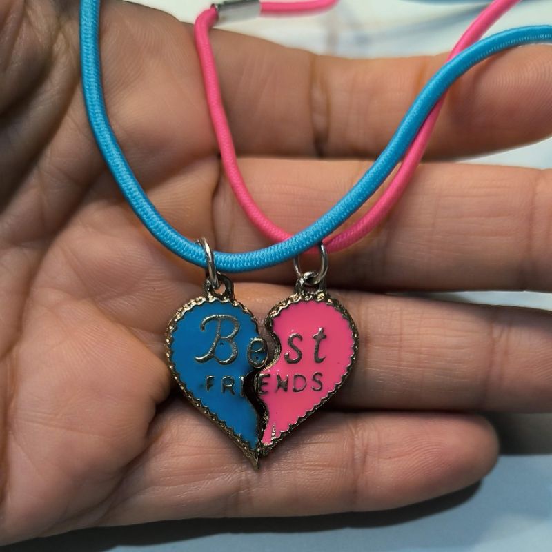 Colar da Amizade Rosa/Azul Duplo Meninas BFF Best Friend Forever ...