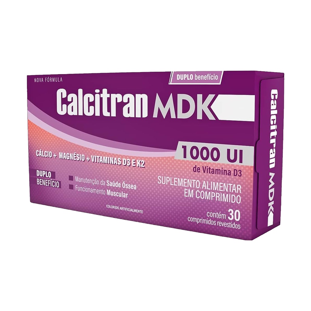 Calcitran Mdk Calcio Vitaminas D3 1000 UI 30 Comprimidos | Shopee Brasil