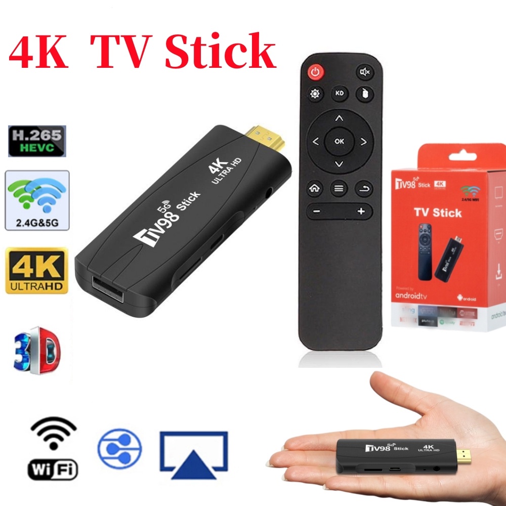 TV98 4K Android TV Dual Smart Stick 2.4G 5G Wifi 12.1 Rockchip 3228A 8GB/128GB 4K HD 3D ...