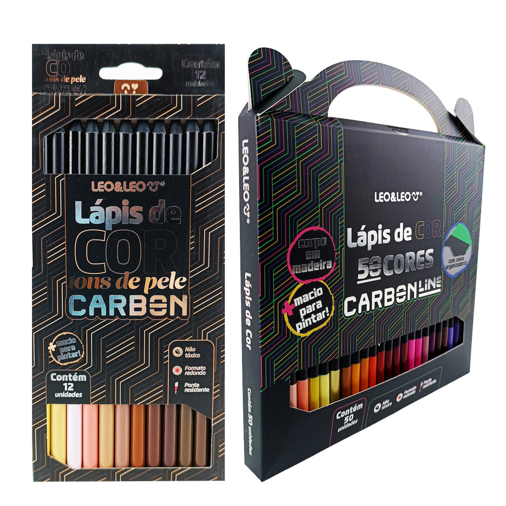Lapis De Cor 50 Cores + Lapis 12 Cores Tons de Pele Carbon | Shopee Brasil