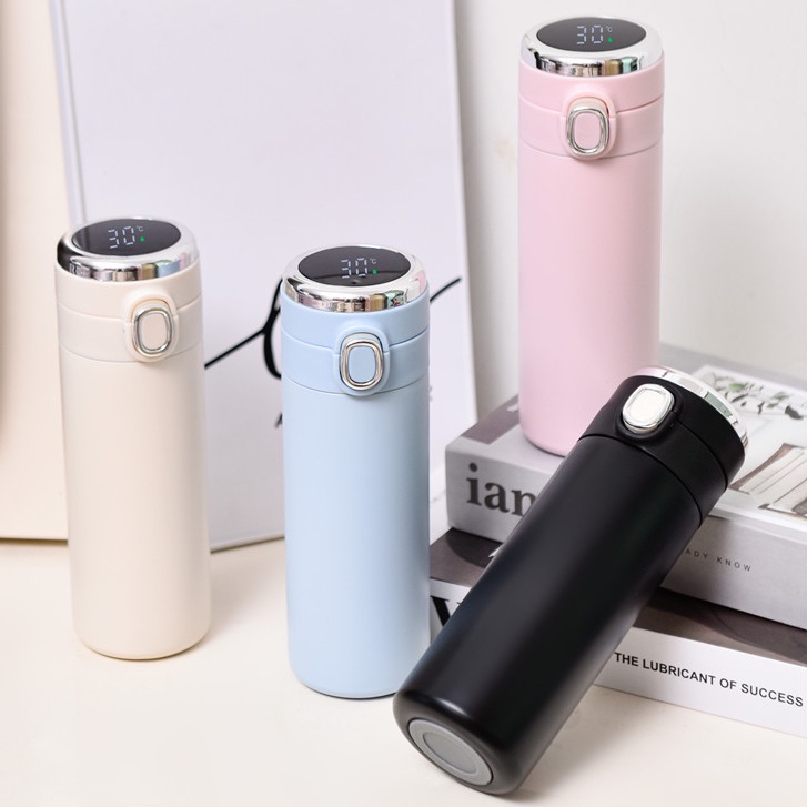 Garrafa Térmica 400ML De Água Inox Temperatura De Led Estampa Lisa | Shopee Brasil