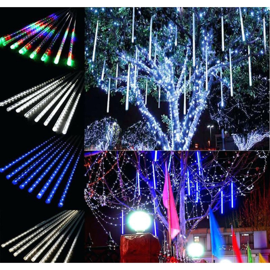 Tubo Cascata Natal Chuva Gelo Meteoro 8 Tubos 50cm ( RGB ) | Shopee Brasil