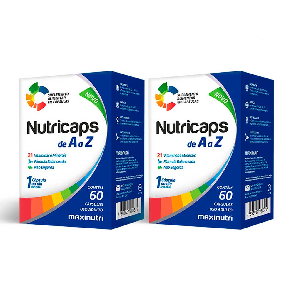 Kit 2 Complexo Vitamínico Nutricaps A a Z 60 Caps Maxinutri | Shopee Brasil