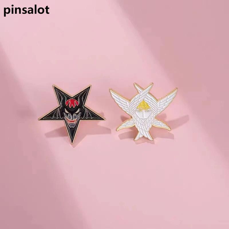 Crachás Punk Badges Star Dark Demon Satan E White Angel Cartoon ...