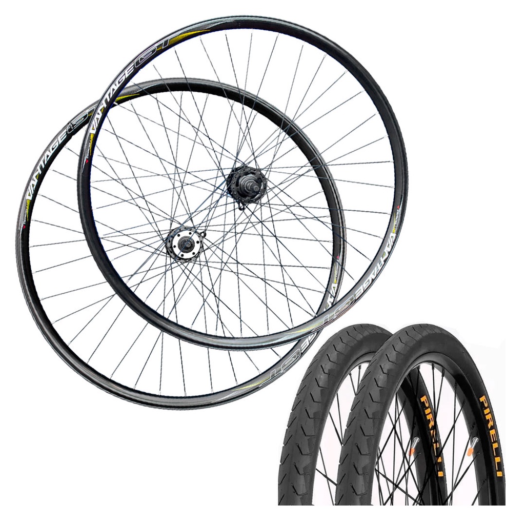 Rodas Aro 29 Mtb GT + Pneu Pirelli 36F Rosca Preto/Amarelo | Shopee Brasil