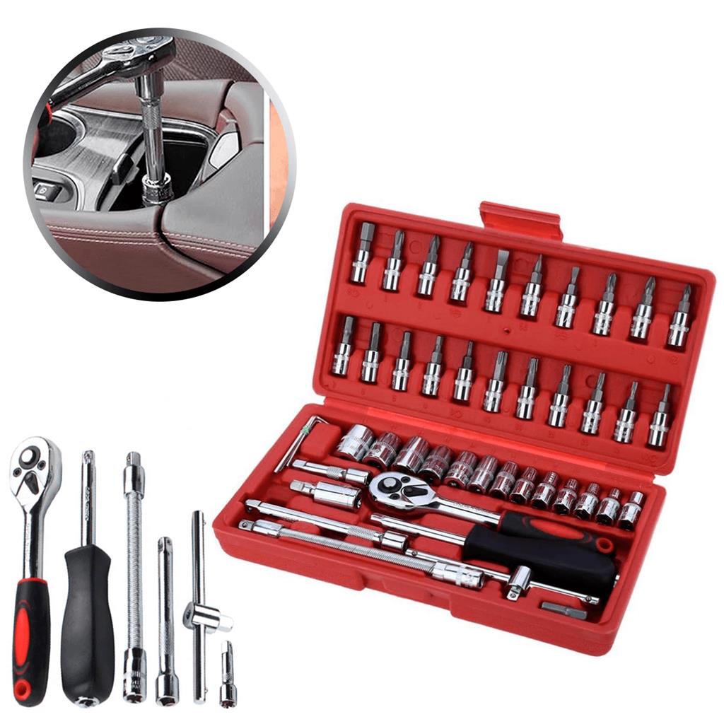 Kit Chave Catraca Reversivel Soquetes 46 Pcs Chave Allen | Shopee Brasil