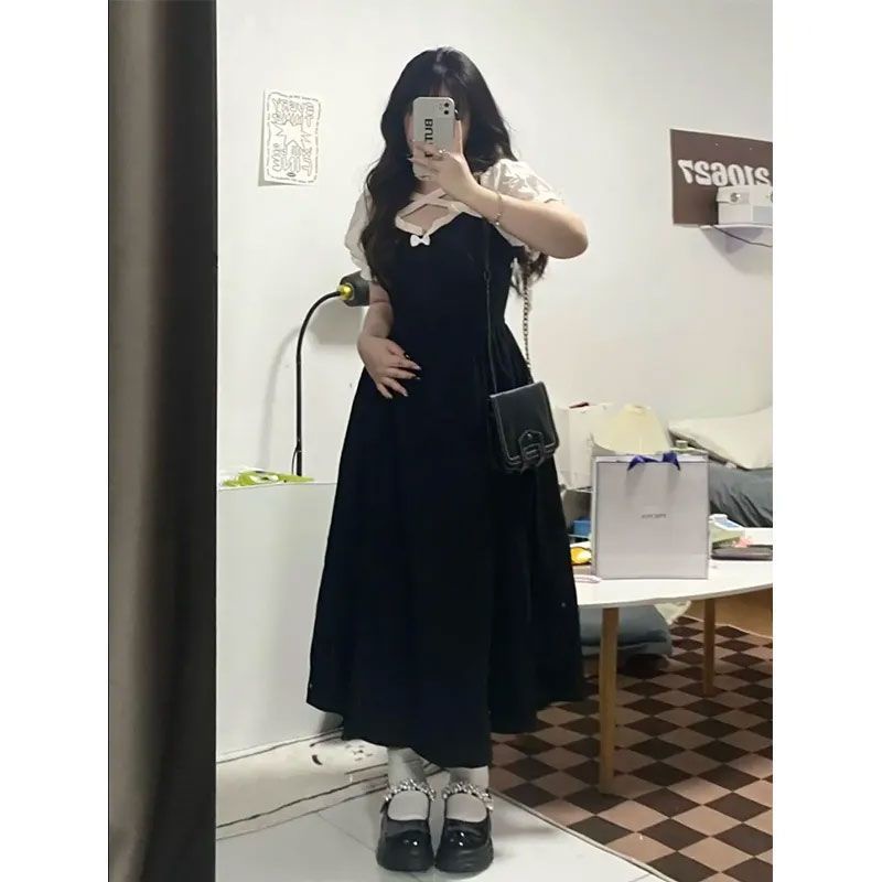 [M-4XL 40-120kg] Fat Girl Plus Size Vestido de gravata borboleta Versão ...