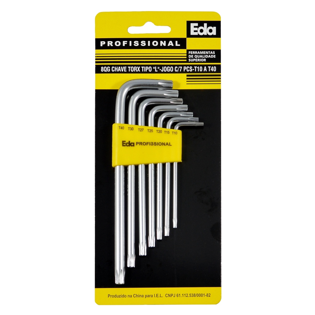 Kit 7 Chaves Torx Tipo L De T-10 A T40 Com Furo Para Torque | Shopee Brasil