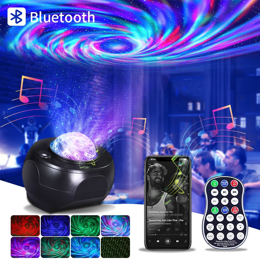 Aurora Estrela Projetor LED Night Light Starry Sky Galaxy Night Lâmpada Bluetooth Speaker Música ...