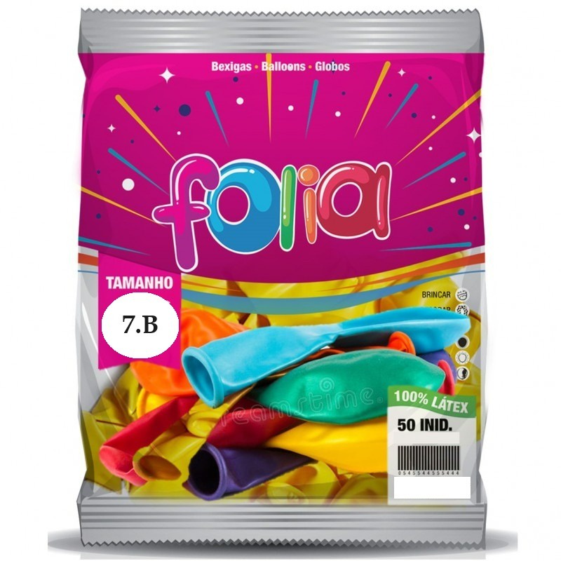 Kit com 2 Pacote 50Unid Bexiga Balão 7B Cores Sortidas Folia | Shopee ...
