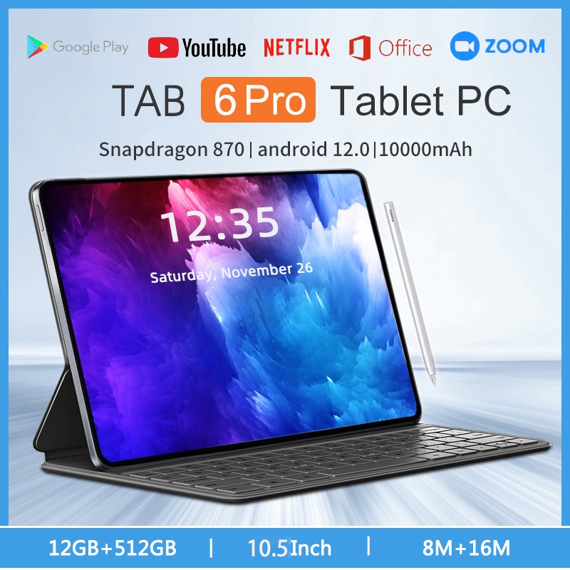 Tablets Versão Global Tablet Android Pad 6 Pro 12GB + 512GB Snapdragon ...