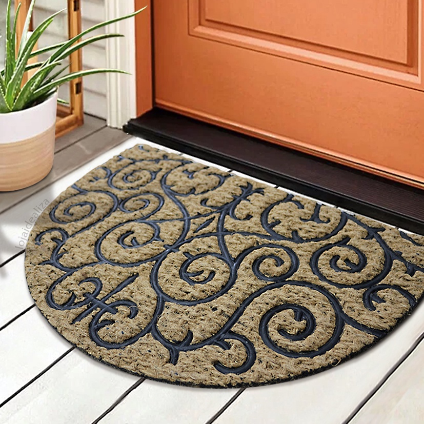 1 Tapete Capacho Fibra Coco Antiderrapante 40x60 Meia Lua P2 | Shopee Brasil