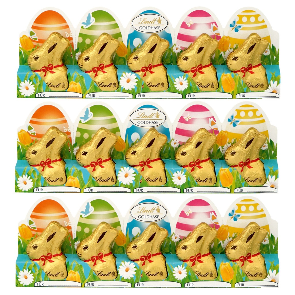 15 Mini Coelhos Lindt Gold Rabbit Chocolate ao Leite 50g | Shopee Brasil