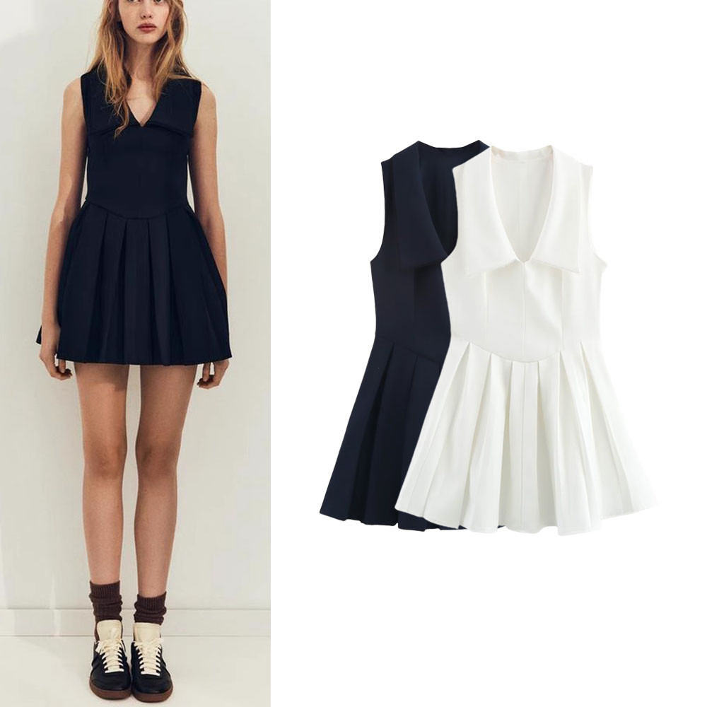 Zara2025 Primavera Novo Estilo Feminino Largo Plissado a Linha Sem ...